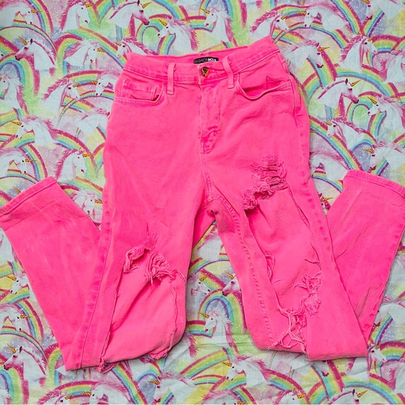 Fashion Nova | Jeans | Fashion Nova Neon Pink Ripped Jeans | Poshmark